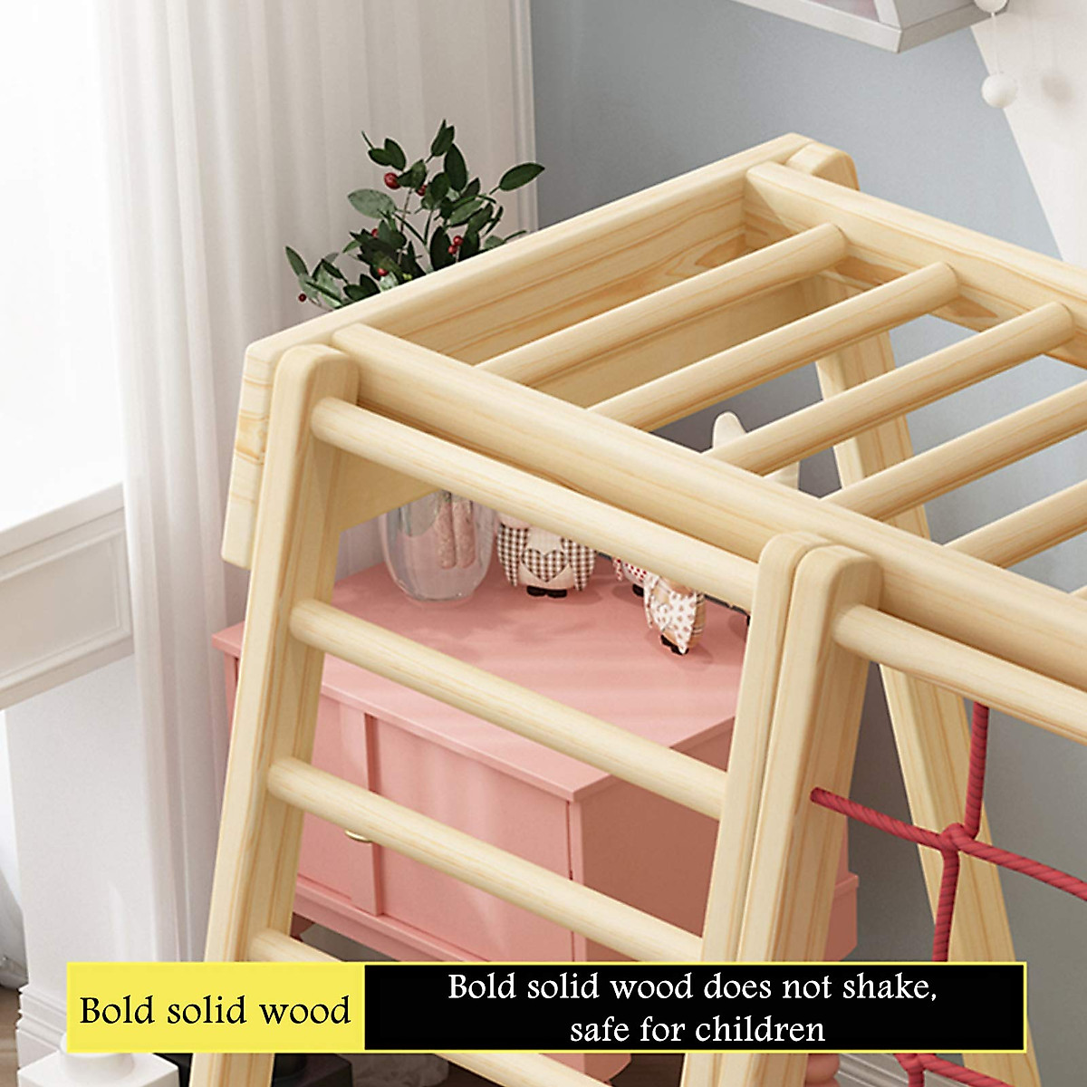 DUTUI Home Kindergarten Small Naughty Castle Playground, Children's Slide, Indoor Solid Wood Children's Climbing Frame Swing Combination