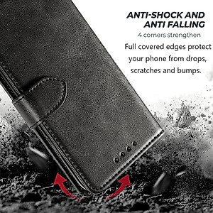 for Ulefone Note 16 Pro Case and Tempered Glass Screen Protector,PU Leather Flip Cover Wallet Phone Case Protector [Full Protection][Card Slots][Kickstand] for Ulefone Note 16 Pro 6.52”, Black