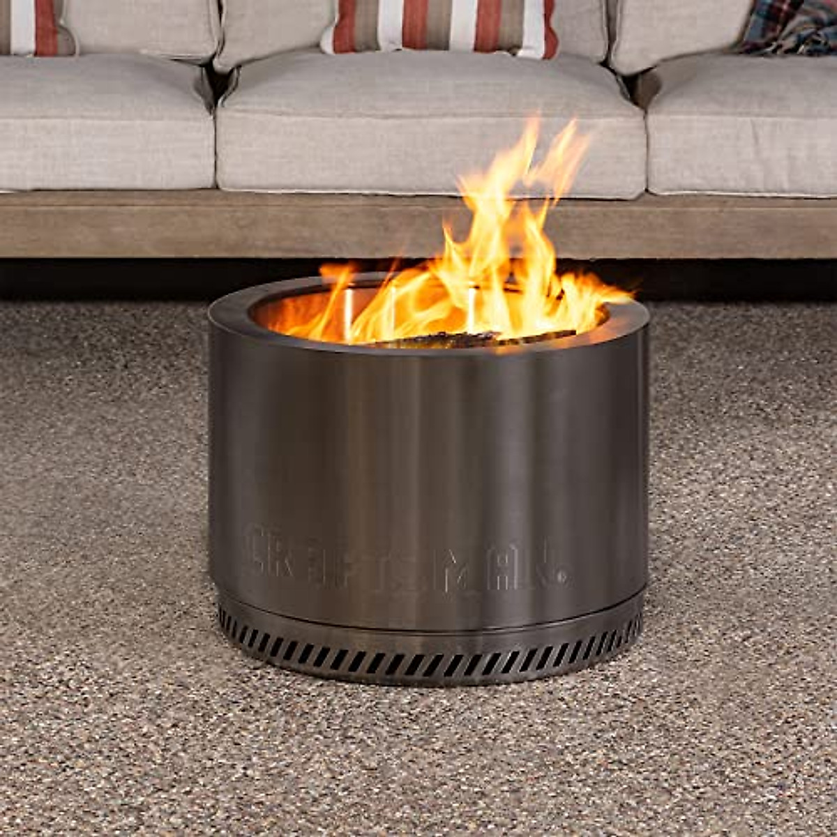 CRAFTSMAN 19.5" Smokeless Wood Fire Pit Portable Stainless Steel Camping, RVing, Backyard Bonfire fire Pit