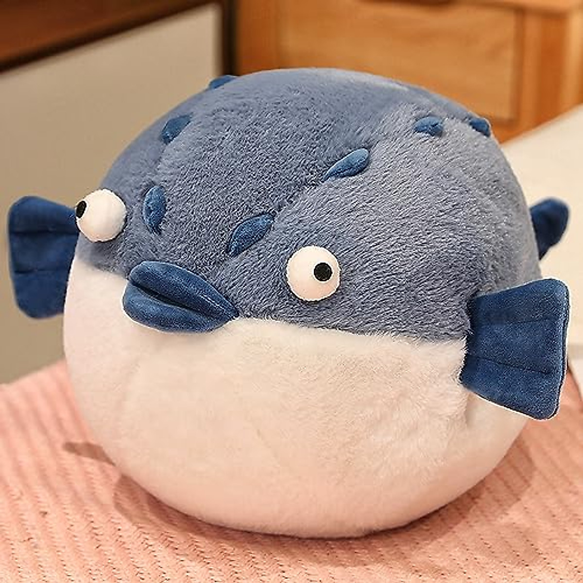 XIYUAN Crocodile Plush Toy Puffer Fish Doll, Stuffed Animal Toy Cushion Pillow, Crocodile Stuffed Animal, Boys and Girls Plush Doll Toy or Children's Gift (Blue, 18-Inch)