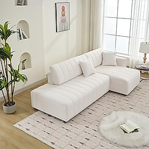 ERYE Oversized 2-Piece Right Facing Sectional Sofa Couch for Living Room, 104-Inch L-Shaped Wool Upholstered Channel Tufted Convertible Sofa&Couch with Left Chaise Daybed and Pillows