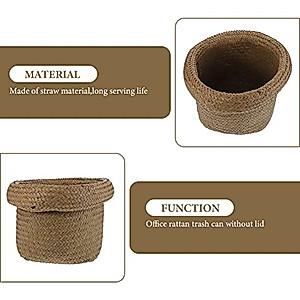 YARNOW Rattan Waste Basket Straw Woven Basket Trash Can Garbage Container Bin Dried Flower Bucket for Bathrooms Kitchens Home Offices M Orange, 26X26X26CM, (HI04CF350E8OHB8CFCS913P6)