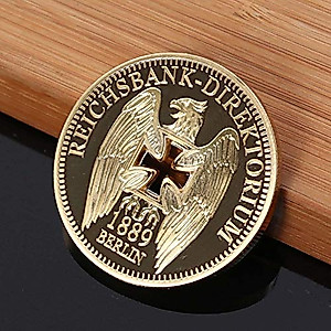 Amosfun German Imperial Bank Gold-Plated Commemorative Coins Germany Cross Eagle Challenges Coin Collectibles