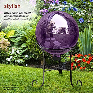Alpine Corporation 10" Tall Indoor/Outdoor Glass Gazing Globe Metal Stand, Black
