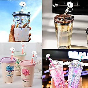 7pcs Straw Covers Cap for Drinking, Straw Tip Cap Reusable Straw Toppers, Anti-dust Straw Tips for 6-8 mm Straws Silicone