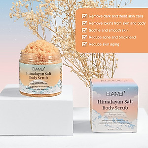 Premium Himalayan Salt Body Scrub with Lychee Oil Natural Exfoliating Salt Scrub for Acne, Cellulite, Deep Cleansing, Scars, Wrinkles, Exfoliate and Moisturize Skin