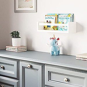 Wallniture Madrid White Bookshelf for Nursery and Kids Room Decor, Sturdy Wood Toy Storage Organizer Kids Bookshelf