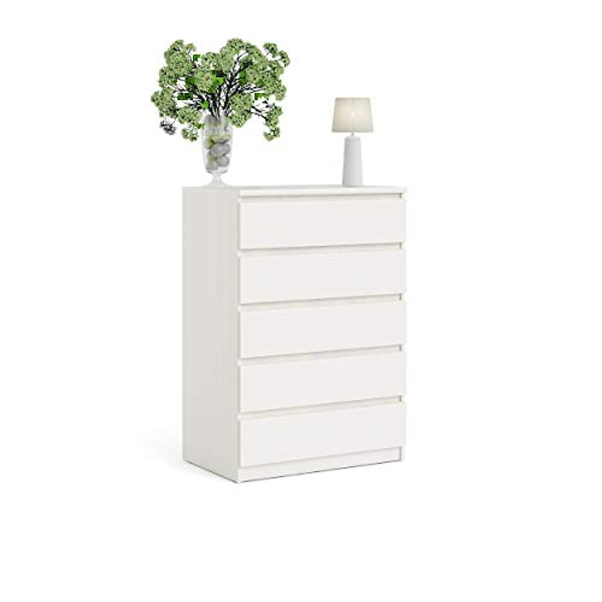 Tvilum 5 Drawer Chest, White Wood Grain