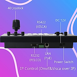 Zowietek PTZ Camera 4D Joystick Controller PoE| PTZ Universal Keyboard | Visca PELCO-D/P | RS232 RS422 RS485 | Controller for NDI PTZ Camera Live Streaming in Church, Meeting, Video Conference