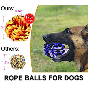 LosFong Large Dog Chew Toys for Aggressive Chewers, 6 Pack Almost Indestructible Dog Balls for Large Dogs, Heavy Duty Dental Cotton Dog Rope Toy for Medium Dogs, Puppy Teething Chew Toys