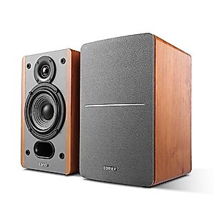 Edifier P12 Passive Bookshelf Speakers - 2-Way Speakers with Built-in Wall-Mount Bracket - Wood Color, Pair - Needs Amplifier or Receiver to Operate