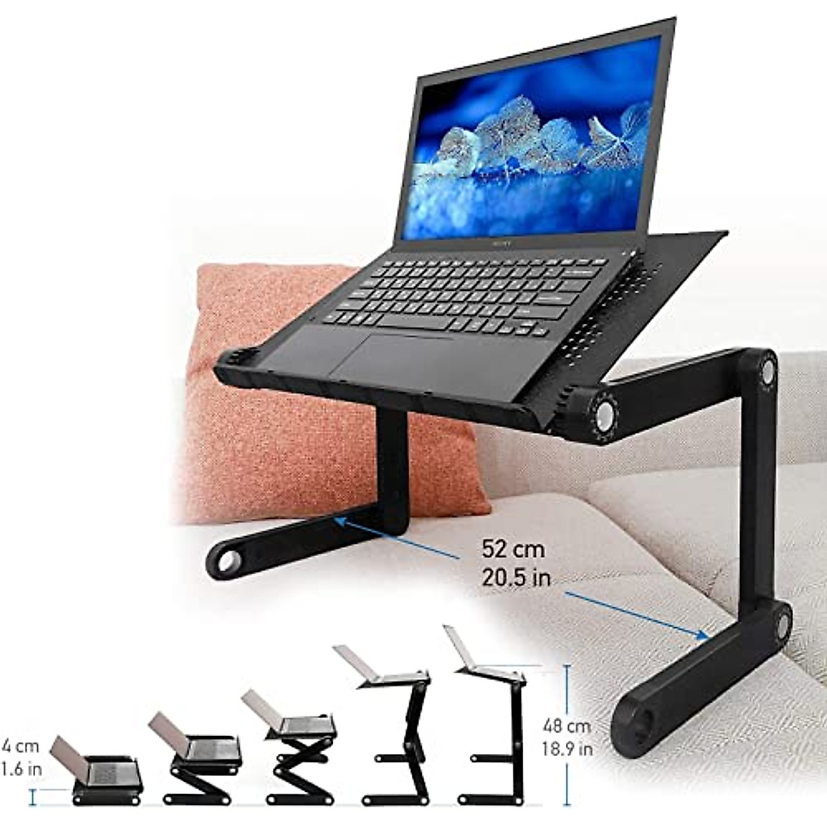 Desk York Flexible Laptop Stand for Couch/Recliner/Sofa - Computer Table, Laptop Holder for Bed - Cool Desk for Office & Home - Bday Gifts for Man, Women, Mom, Dad, Student, Friend-Aluminum-Black