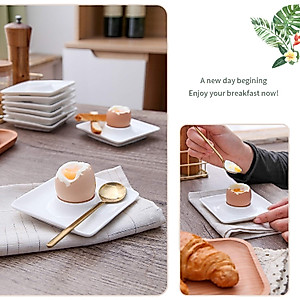 TAMAYKIM Soft Boiled Egg Cups, White Ceramic Egg Cup Plates, Plat Egg Holders for Breakfast and Brunch, Sot of 8