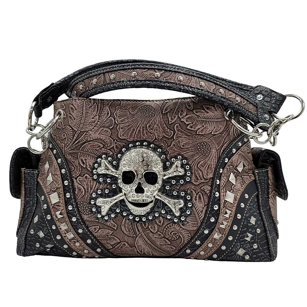 BHW SKULL WOMENS HANDBAGS SKULL WOMENS WALLET AND HANDBAGS (43-BROWN-BAG-ONLY)