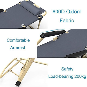 GeRRiT Home Chair Sun Lounger Recliner Chairs 600D Oxford Folding Lawn Lounge Chairs Garden Reclining Chair with Headrests for Outdoor Patio, Camping