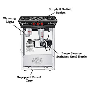 Good Time Countertop Popcorn Machine – 3 Gallon Popcorn Popper, 8oz Kettle, Warmer, and 5 All-in-One Popcorn Packs by Great Northern Popcorn (Black)