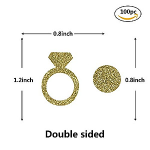 Gold Glitter Double Sided Ring Finger Paper Confetti for Table Wedding Birthday Party Decoration,1.2 inch in Diameter(100pcs)