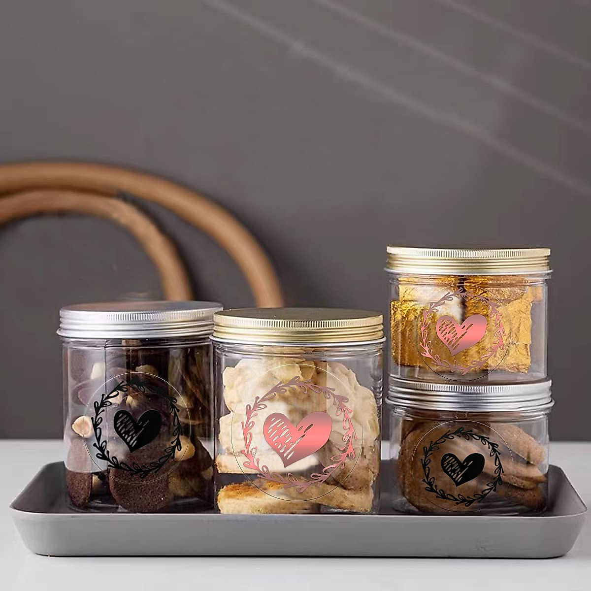 Timnod 500 Pieces Clear Bronzing Envelope Seal Stickers, Elegant Heart Wedding Stickers, 1.4 Inch Round Sealing Sticker for Wedding Invitations/Greeting Cards/Party Favors, Self-Adhesive (Rose Gold)