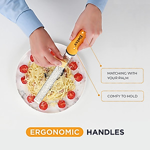 Deiss PRO Citrus Zester & Cheese Grater — Parmesan Cheese Lemon, Ginger, Garlic, Nutmeg, Chocolate, Vegetables, Fruits - Razor-Sharp Stainless Steel Blade, Wide, Dishwasher Safe