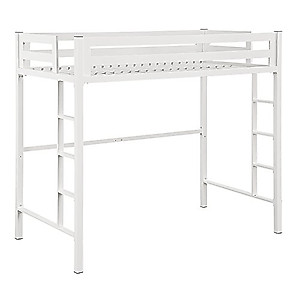 Walker Edison Brighton Classic Metal Twin over Loft Bunk Bed, Twin Size, White