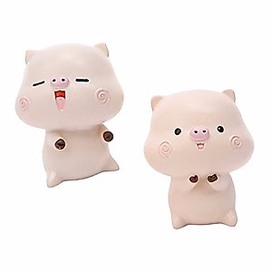 Tofficu Piggy Ornament Cake Decorating Car Bobblehead Dashboard Wedding Table Decor Shaking Head Doll Mini Animal Figurines Car Interior Ornament Car Adornment Pig Figurine Decor Gift 2pcs
