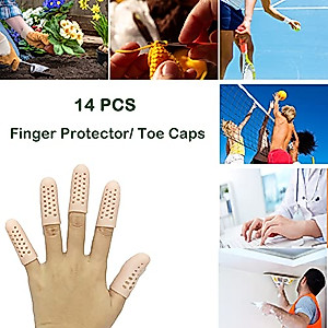 14 PCS Gel Finger Cot Medium Finger Caps Silicone Fingertips Protection - Finger Protectors Great for Trigger Finger, Finger Arthritis, Finger Cracking and Other Finger Pain Relief