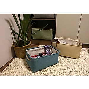 ROLLSNEA HARMOSO Fabric Storage Basket Cloth Storage Bins Baskets for Organizing Rectangular Storage Basket with Cotton Rope Handles for Shelves Closet Nursery Toy