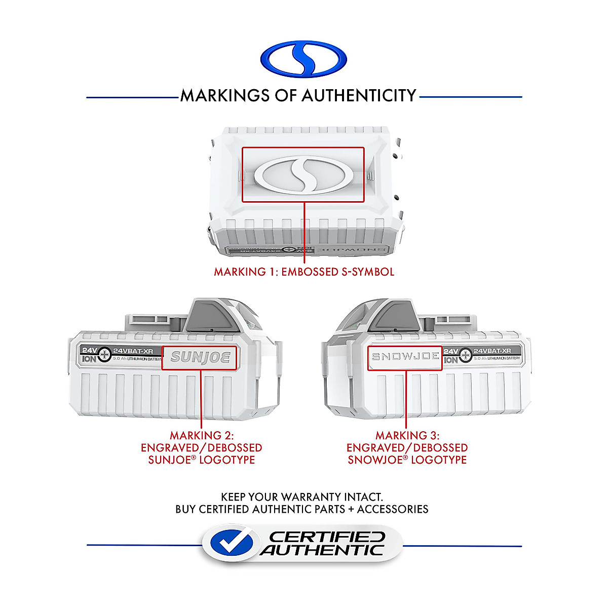 Snow Joe Certified Authentic 24VBAT-XR EcoSharp Pro Lithium-Ion Battery, 24 Volt, 5.0-Ah