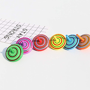 oAtm0eBcl 4Pcs Wooden Classic Colorful Spinning Tops Developmental Kids Stress Relieve Random Color 4pcs
