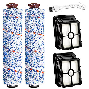 Replacement Parts for Bissell Crosswave and Bissell Crosswave Pet Pro 1785A 2306A 1785 Vacuum Cleaner, 2 Pack Crosswave Brush Roll 1868 and 2 Pack Crosswave Filters 1866