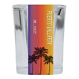 Puerto Vallarta México 2 Ounce Square Shot Glass Palm Tree Design
