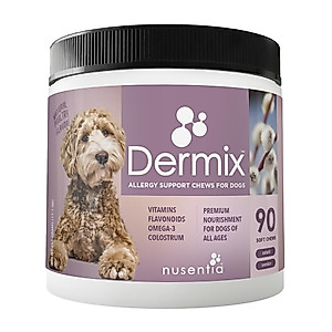 Dermix : Allergy & Immune Chews for Dogs (90 CT) + Fish Oil for Itch Relief, Skin and Coat Health