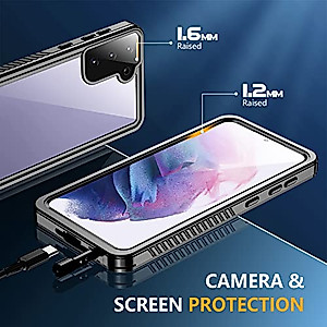 Temdan for Samsung Galaxy S21 Case 5G Waterproof, Built in Screen Protector 360° Full Body Heavy Duty Shockproof IP68 Waterproof S21 Case for Samsung S21 5G 6.2"-Black