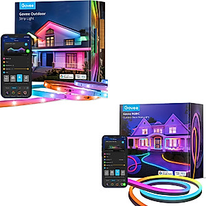 Govee Outdoor LED Strip Lights 98.4ft Bundle Outdoor Neon Rope Lights, 64+ Scenes, Music Sync, Flexible LED Rope Lights for Yard Garden Patio, Compatible with Alexa, Google Assistant