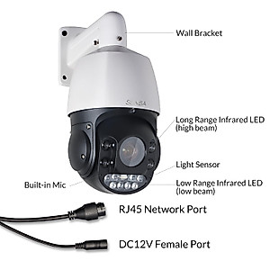 SUNBA 4K 8MP PTZ Camera Outdoor, IP PoE+ Security Dome, 20X Optical Zoom, Two Way Audio &Built-in TF Card Slot, 24x7 Automatic PTZ Tour, Night Vision up to 328ft (405-D20X 4K)
