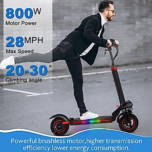 TYOKUM Electric Scooter Adults With Seat - 800W Adults Electric Scooter Up to 28MPH & 34Miles Range Fast Electric Scooter,48V 18Ah Electric Scooter for Adults Commuter Foldable Escooter with 10''Tires