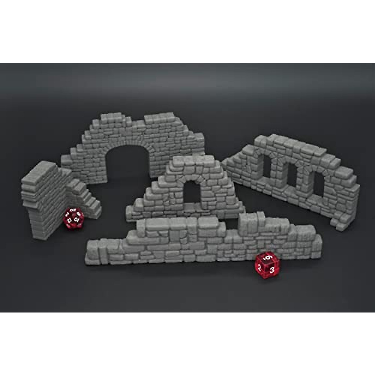 EnderToys Ruined Stone Walls Set A, Terrain Scenery for Tabletop 28mm Miniatures Wargame, 3D Printed and Paintable
