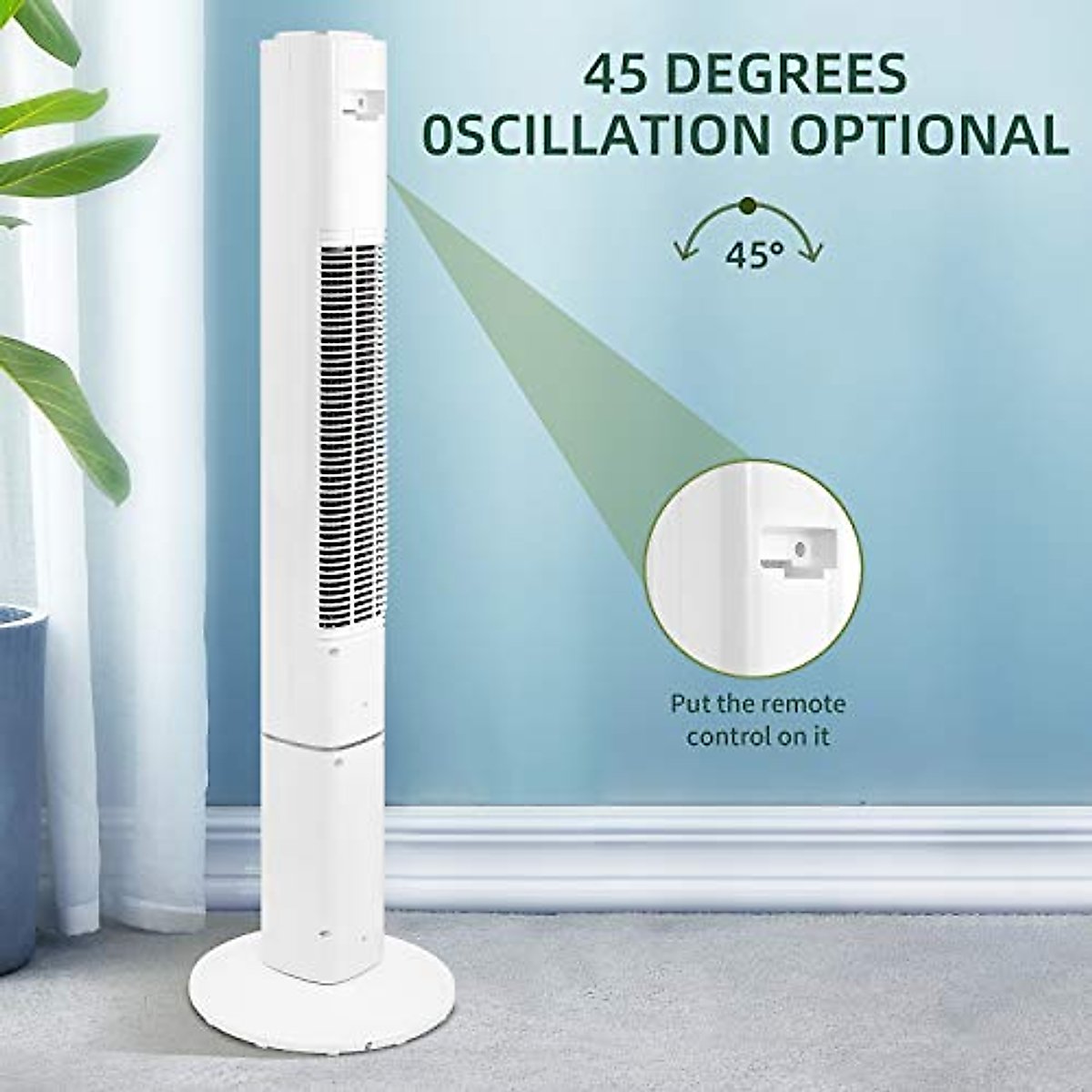 Kismile 36'' Tower Fan with Remote, Oscillating Quiet Cooling Fan, Bladeless Standing Fan with 3 Modes, Built-in Timer, LCD Display for Home/Office (White, 36 Inch) (47 inch, White)