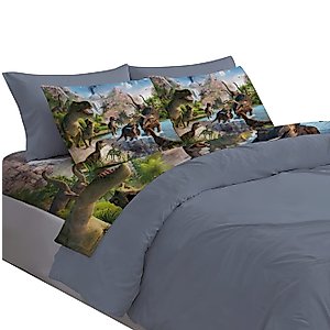 NiuOne 4Pcs Dinosaurs Bed Sheets Set Full for Boys 3D Realistic Dinosaur Green Fitted Sheets Set Ancient Dinosaur Theme Kids/Adults/Teens Bedroom Bedding Sheet Set,Full Size