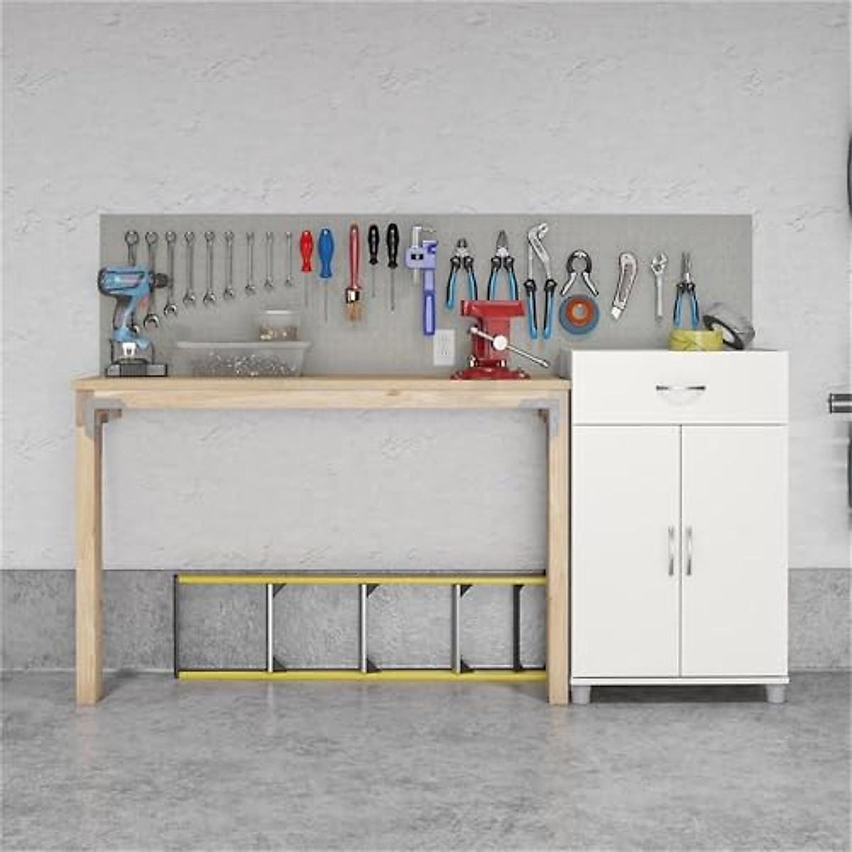 Pemberly Row Transitional 24" 1 Drawer/2 Door Base Storage Cabinet in White