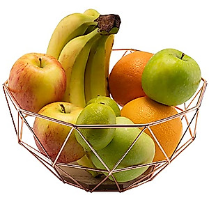 Fruit Bowl for Kitchen Counter - Fruit Basket for Kitchen Countertop - Copper Fruit Bowls Vintage Style - Keeps Fruits and Vegetables Fresh - 10.2 x 4.7 x 5.3 in…