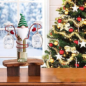1PC Wine Glass Holder, Christmas Glass Wine Bottle Holder with Santa Gnome Wine Bottle Glass Desktop Organizer Rack for Bar Home Display Christmas Decor.