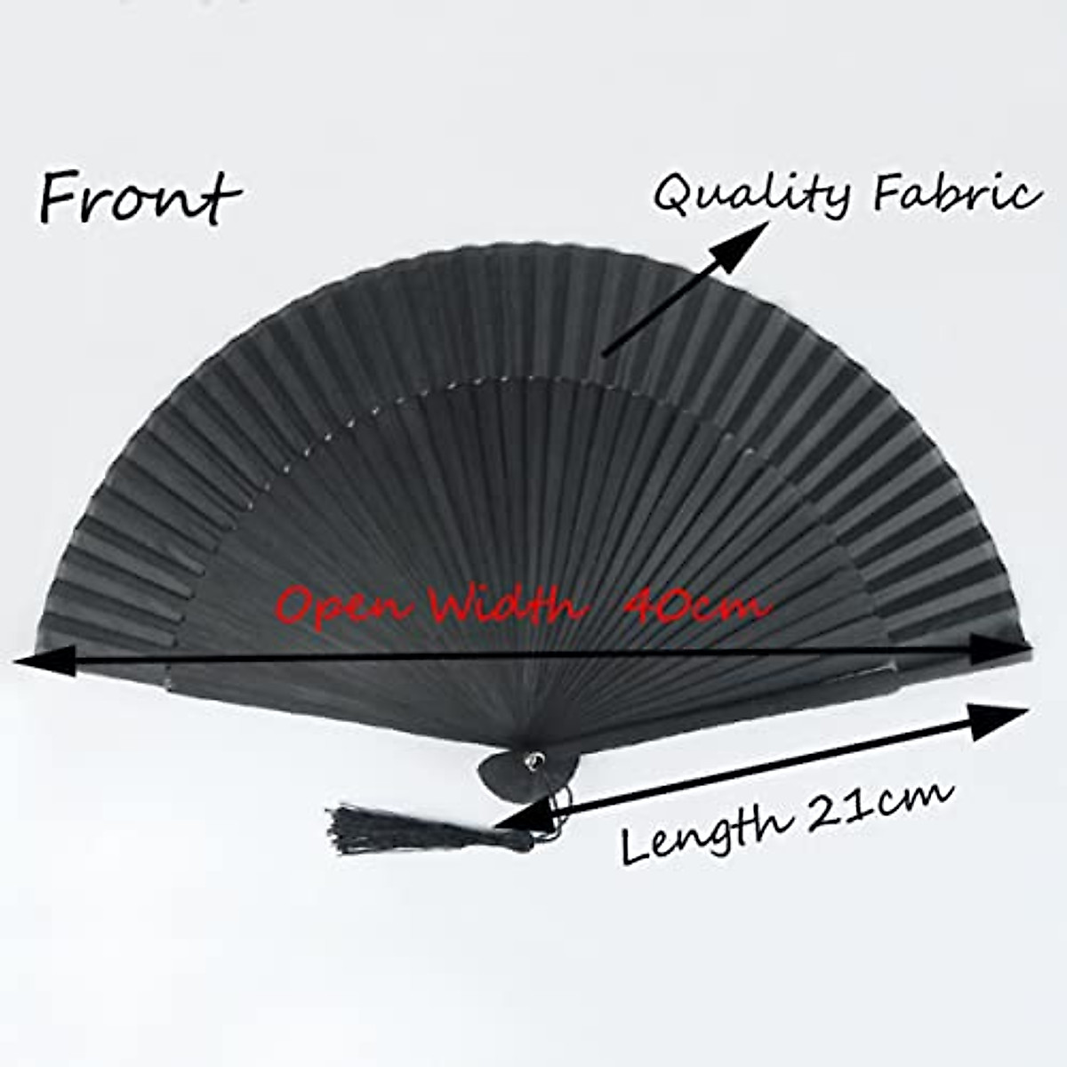 1pc Folding Large Fan: Wedding Fashion Tassel Chinese Fan, Men Picnic, Retro Style Handmade Outdoor Bone Fabric Tassels Foldable Handheld Part, Summer Dance Party Women Bag Fans fan ( Color : Black ,