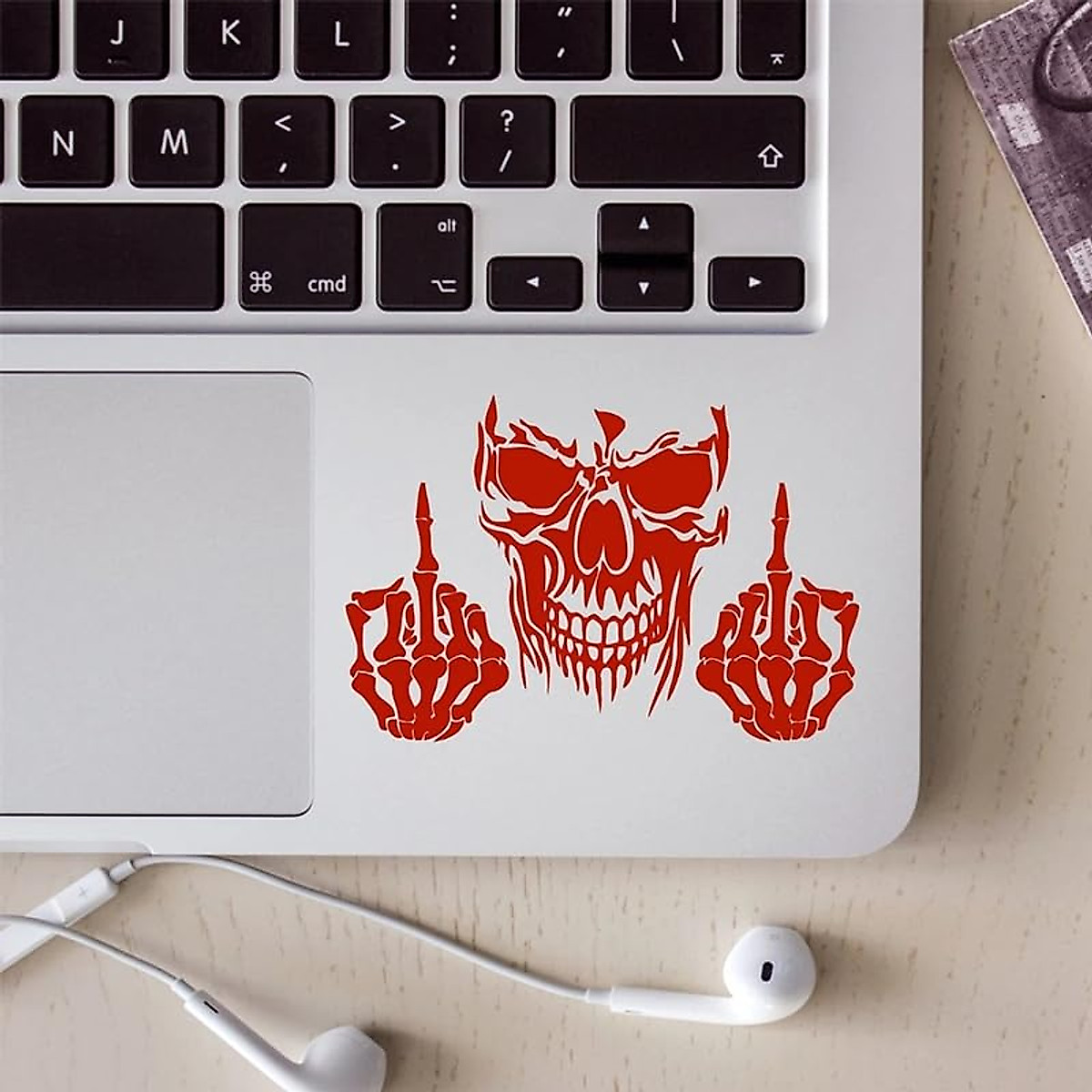 Skull with Middle Finger Vinyl Decals,Funny Car Stickers for Volvo S60,Nissan Juke,Hyundai I30,Jeep Grand Cherokee,Kia