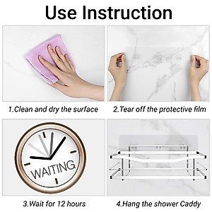 Wmoisnuos 2PC Shower Caddy Adhesive Replacement, Strong Sticker Hooks for Shower Caddy Bathroom Rack Shelf Soap Dish Basket Wall Hanging, No Drilling Bath Kitchen Organizer Accessories