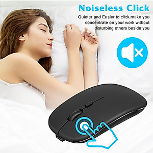 UrbanX Bluetooth Rechargeable Mouse for Dell Latitude 3420 Laptop Bluetooth Wireless Mouse Designed for Laptop/PC/Mac/iPad pro/Computer/Tablet/Android Onyx Black