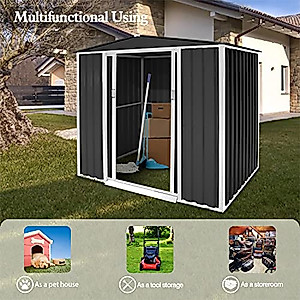 Skiway 4' x 6' Outdoor Garden Storage Shed with Sliding Door, Perfect to Store Patio Furniture, Garden Tools, Bike Accessories, Beach Chairs, Weather Resistance, Dark Grey