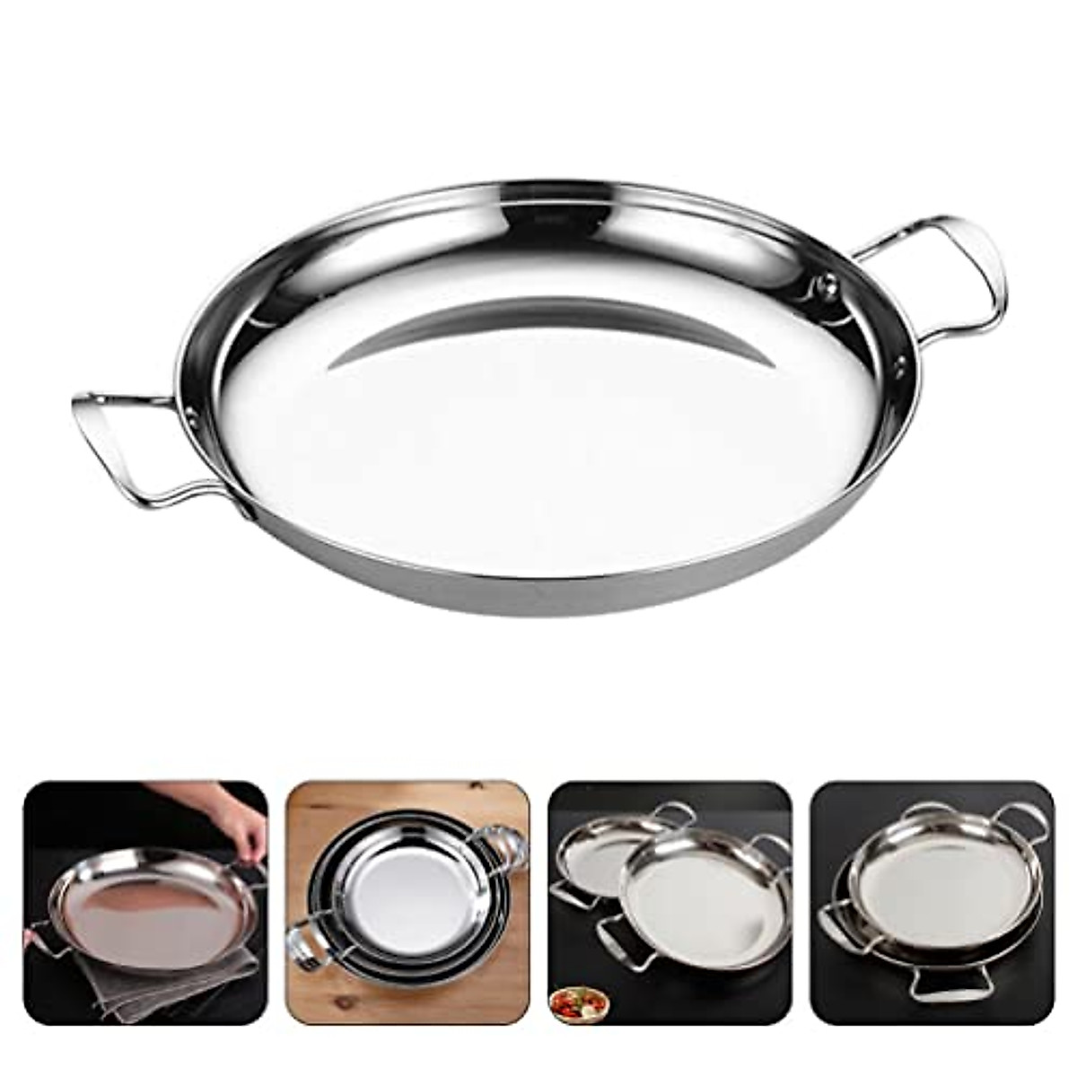 Luxshiny Crab Pots for Cooking Everyday Pan with Handles Stainless Steel Pot Korean Ramen Pot Stir Fry Pan Stewpot Skillet Saute Pan Induction Cooking Pot Casserole Pots 26cm