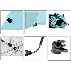 PXRJE Baby Stroller Umbrella,Baby Stroller Parasol, with Umbrella Clip Fixing Device,Detachable Baby Stroller Umbrella Sun Shade, Adjustable and Flexible arm,360 Degree UV Protection(Black)