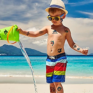 12 Sheets Shark Tattoos for Kids, Qpout Shark Tattoos Temporary for Boys Party Favors, Ocean Temporary Tattoos Sea Tattoos, Fake Tattoos Decorations for Baby Shower Boys Shark Themed Birthday Party